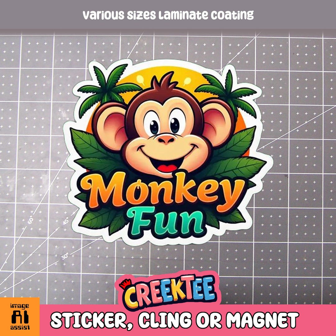 Monkey Vinyl Sticker, Window Cling or Magnet in UV Laminate Coating - Etsy
