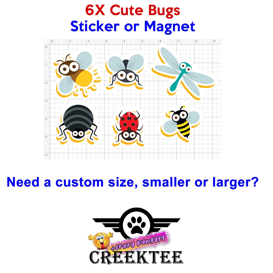6 Fun Bug Stickers or Magnets 2 Inch by 3 Inch Other Sizes - Etsy