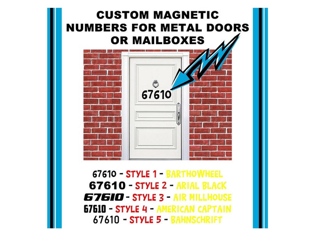 Up to 5 Custom Magnetic Numbers or Letters Various Heights 20 Mil ...