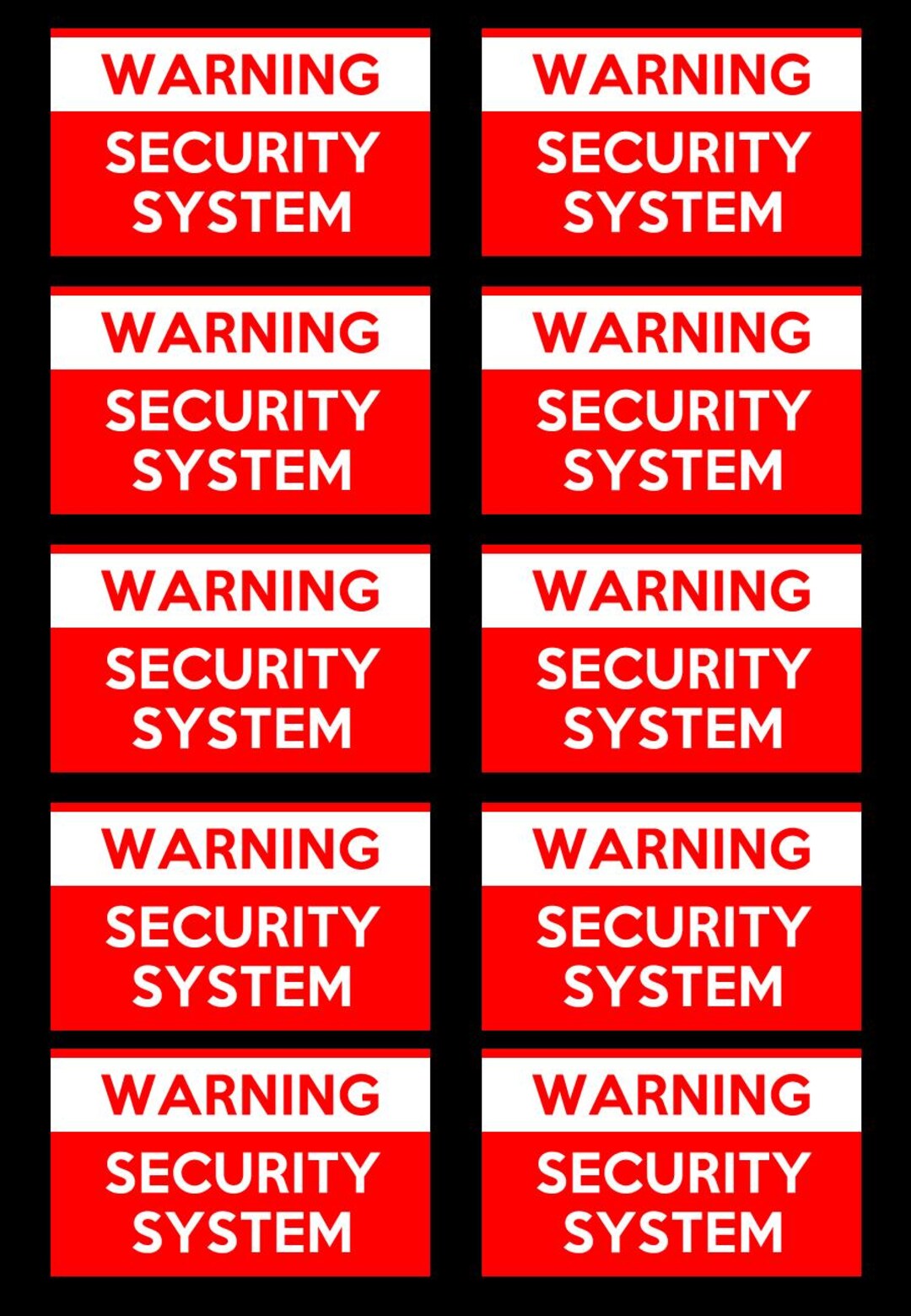 10 Premium Vinyl Classic 2 1 2 Inch Wide X 1 1 2 Inch Alarm Stickers ...
