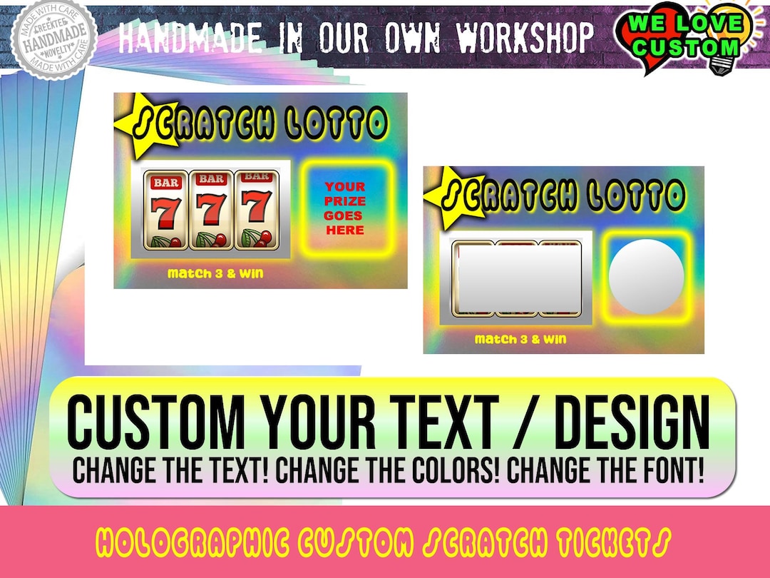 Holographic Custom Faux Scratch Tickets Novelty, Laminate Coating ...
