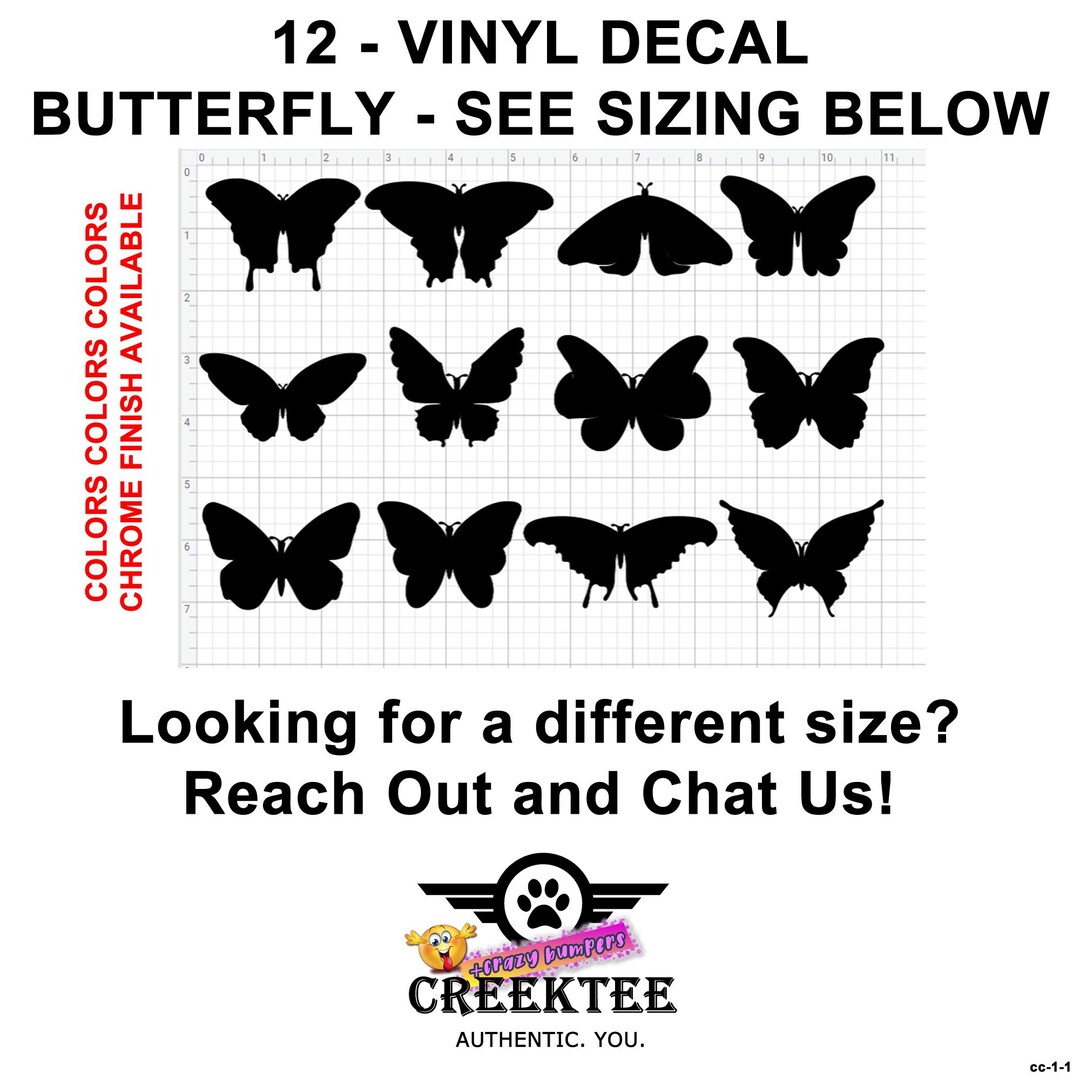 12x Butterfly Vinyl Decals Various Sizes and Colors Die Cut Vinyl Decal ...