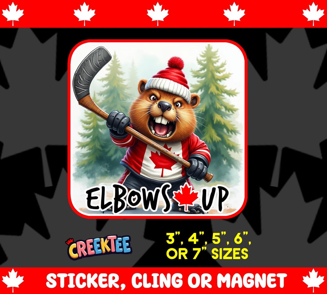 Elbows Up! Canadian Angry Beaver on Angry Moose Bumper Sticker, Magnet ...