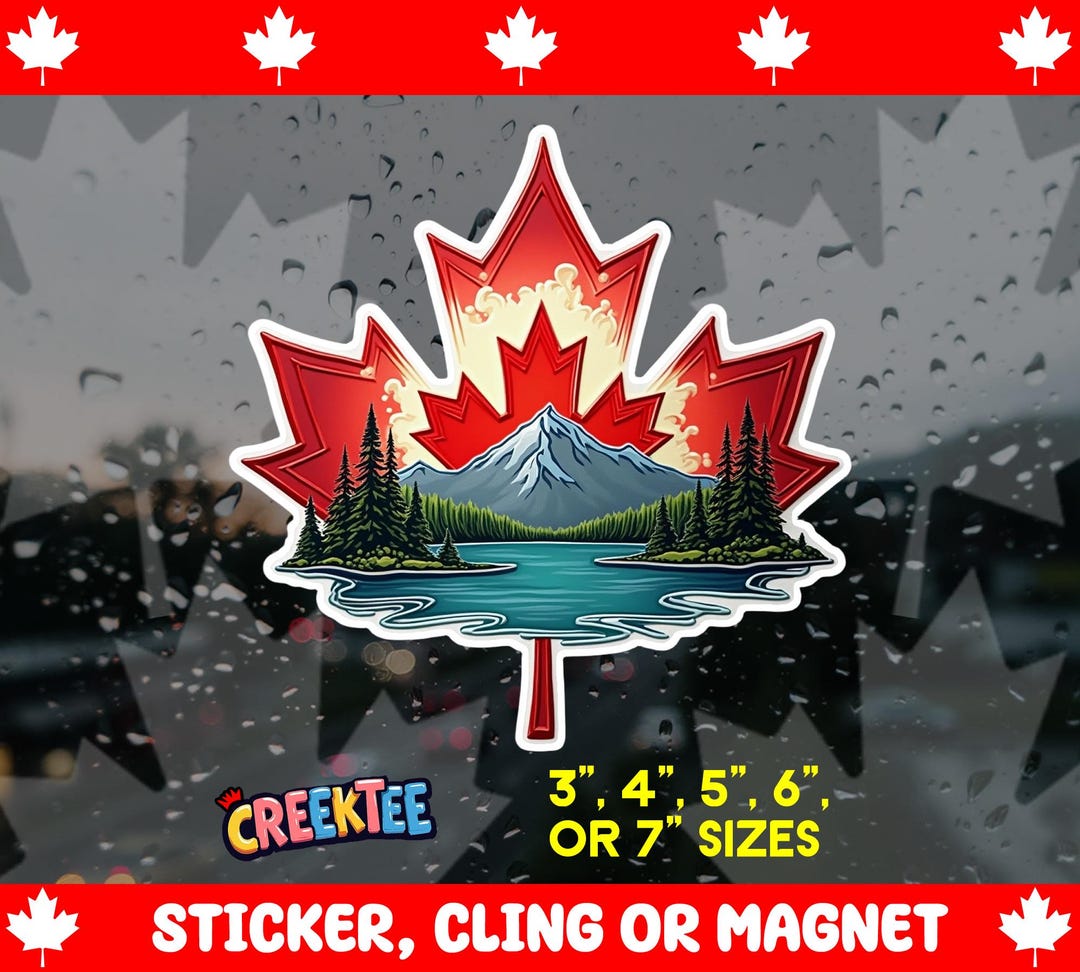 Canada Scenic Maple Leaf Bumper Sticker, Magnet, Vinyl Sticker, Window ...