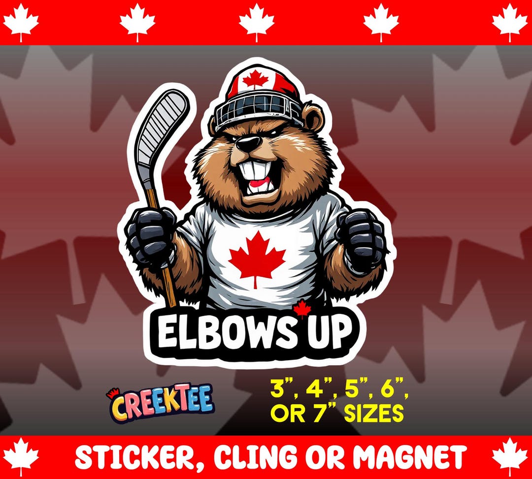 Canadian Elbows Up! Angry Beaver Flying Goose Bumper Sticker, Magnet ...