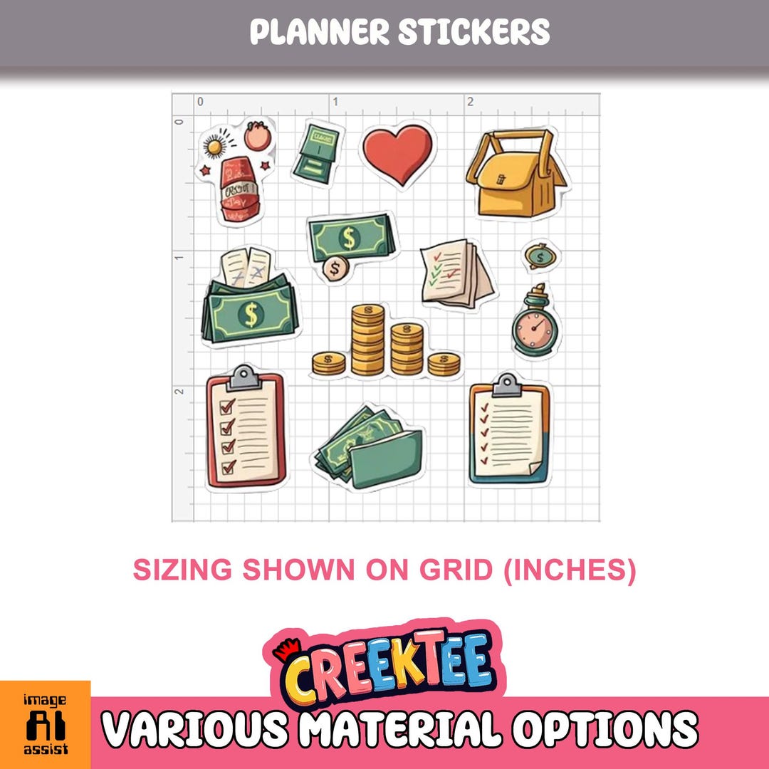 Planner Stickers Money Theme Set, Paper, Vinyl, and Laminated Options ...