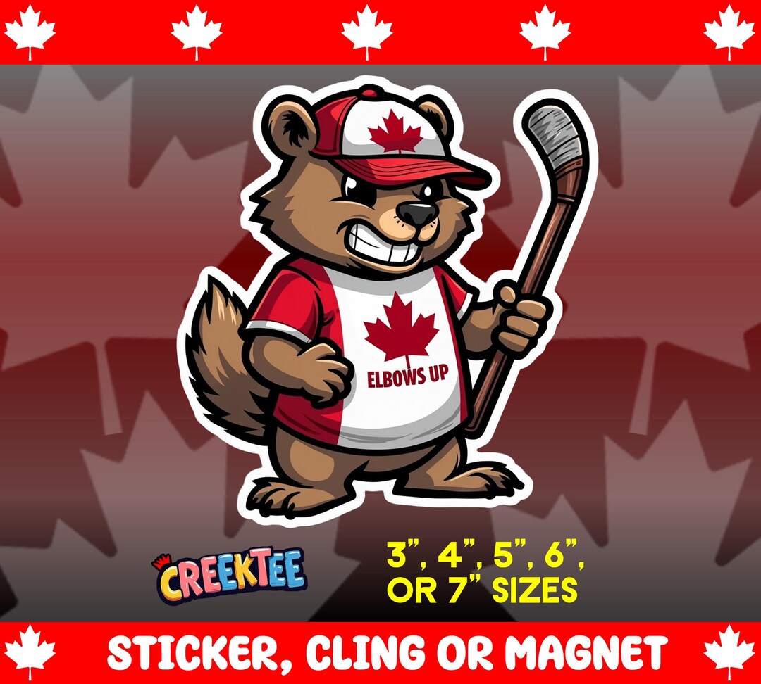Canadian Elbows Up! Angry Beaver Flying Goose Bumper Sticker, Magnet ...