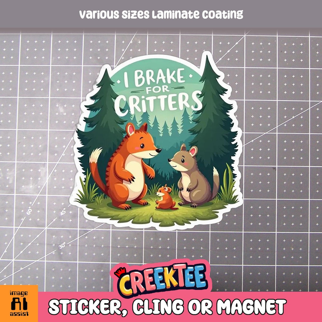 I Brake for Critters Cute Vinyl Sticker, Window Cling or Magnet in UV ...