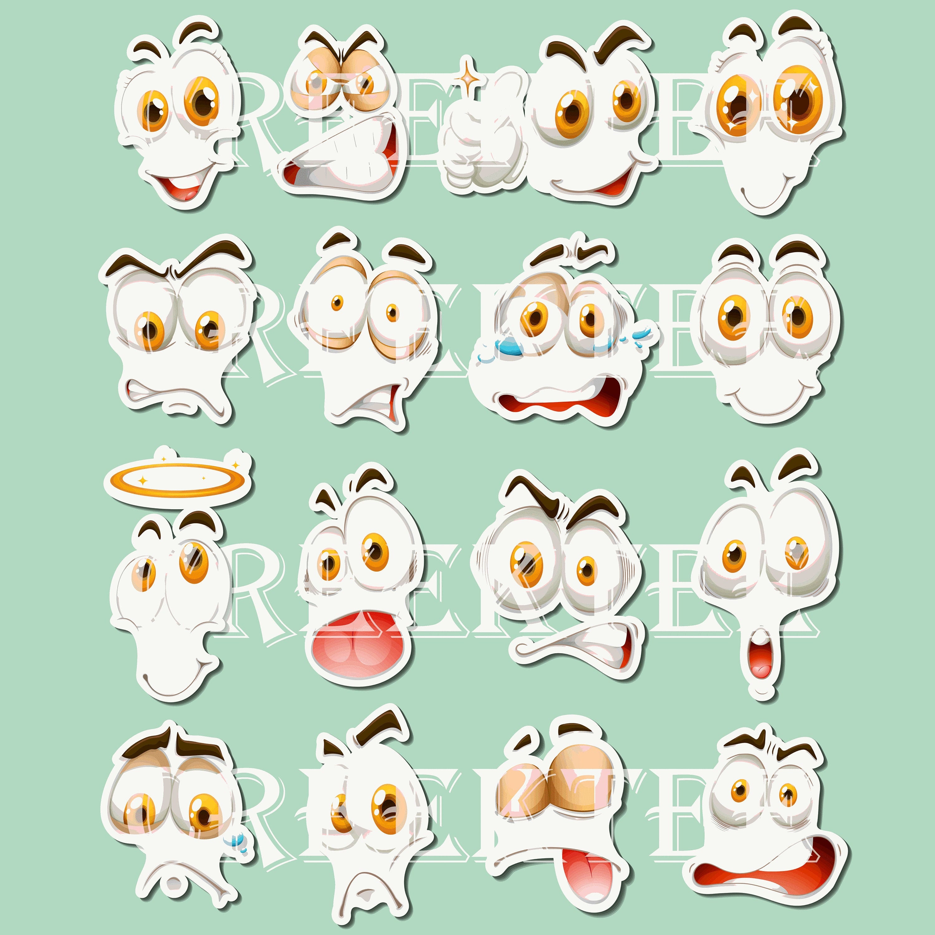 16 Funny Face Stickers in Standard Photo or Vinyl Print | Etsy