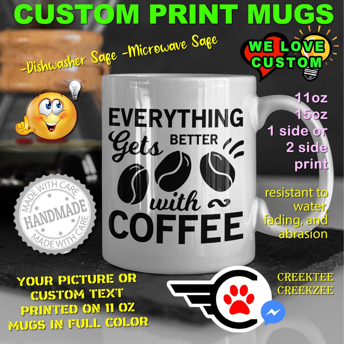 Funny Coffee Mug or Your Logo or Custom Personalized Coffee | Etsy