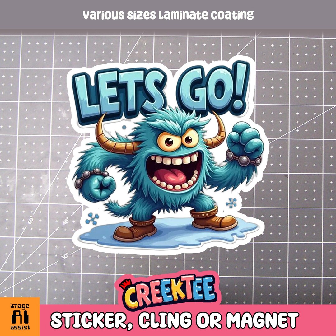 Yeti Saying Lets Go! Vinyl Sticker, Window Cling or Magnet in UV ...
