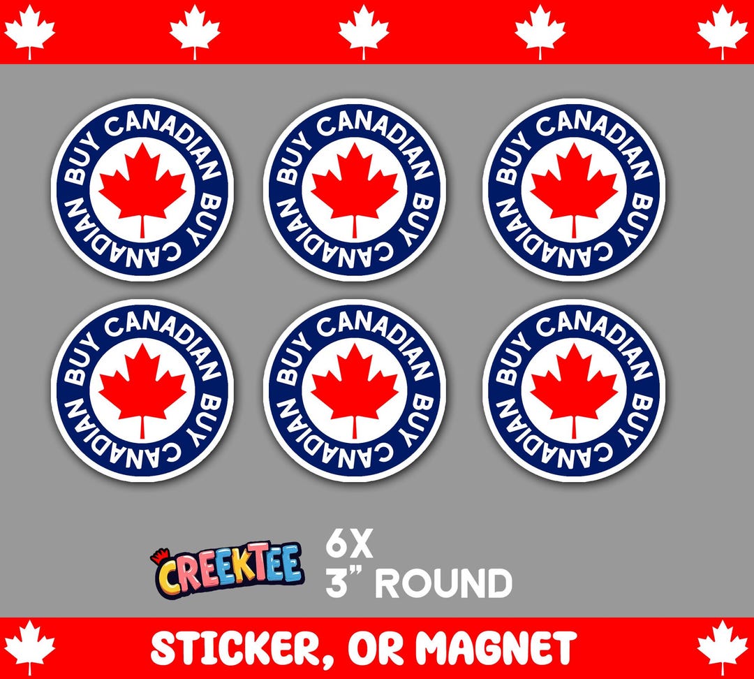 6x Pack, Buy Canadian 3 Inch Round Bumper Sticker, Magnet, Vinyl ...