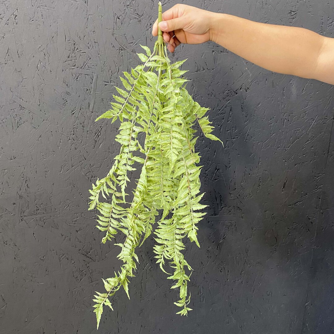 33" Faux Fern Hanging Plant: Dusty Green Artificial Vines - Etsy