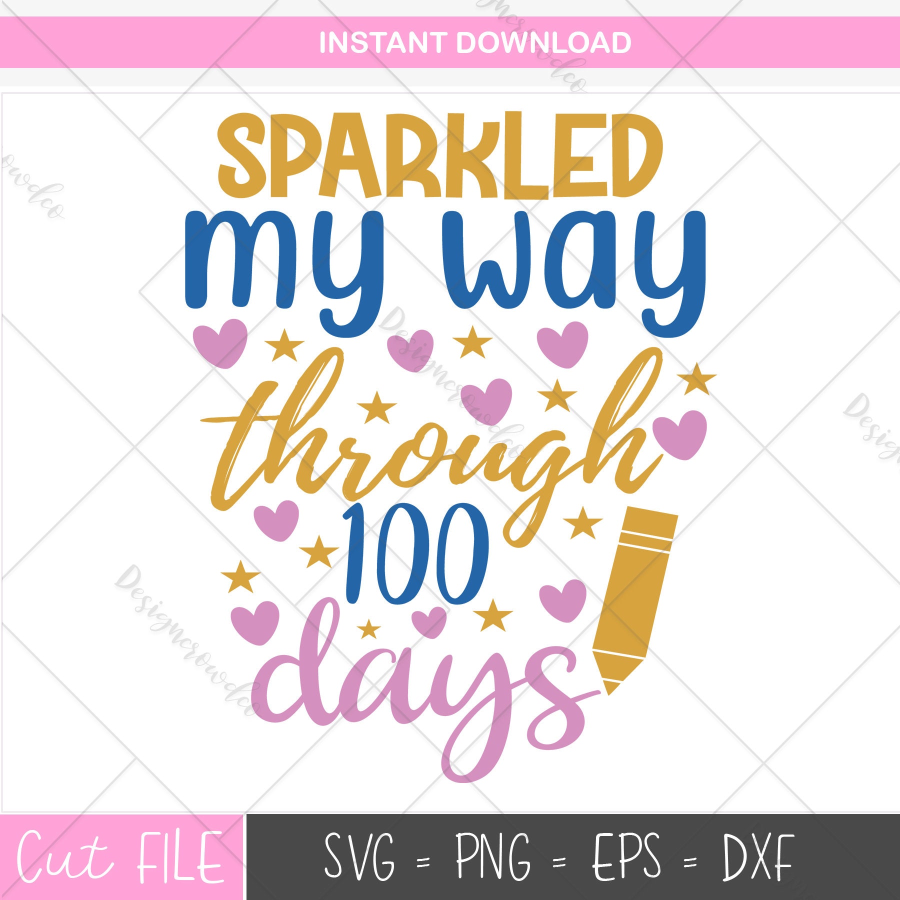Girl 100 Days Of School Svg I Sparkled My Way Through 100 Etsy
