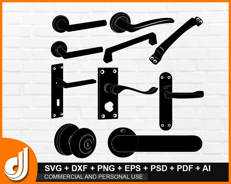 Door Handle svg Utensils svg Door Handle Bundle silhouette | Etsy