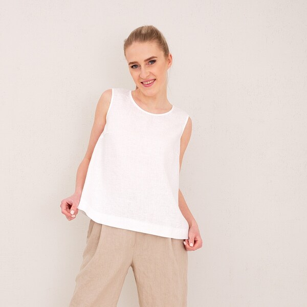 White Linen Tank - Etsy