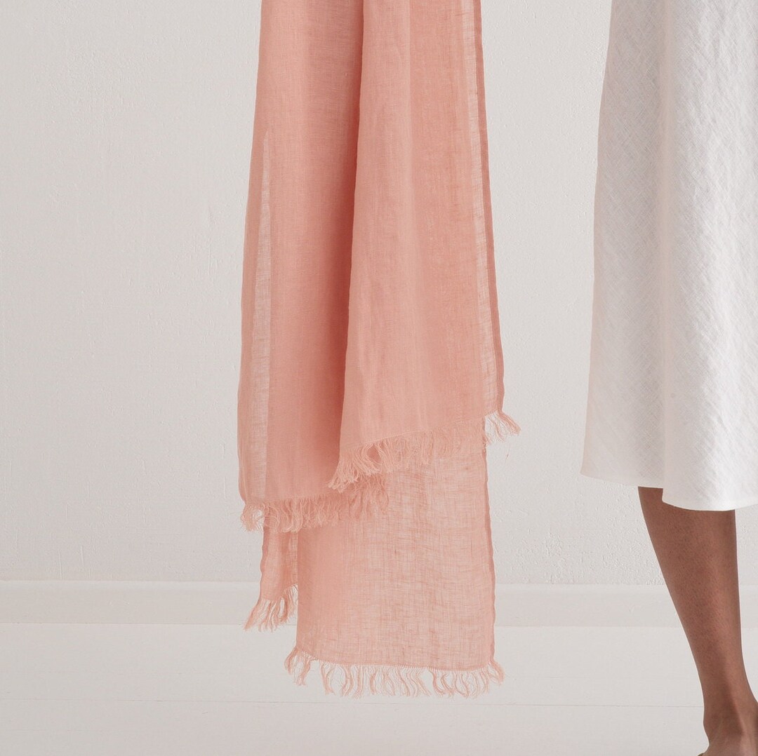 Natural Linen Scarf, Pure Linen Scarves, Trending Item, Fringed Scarf ...