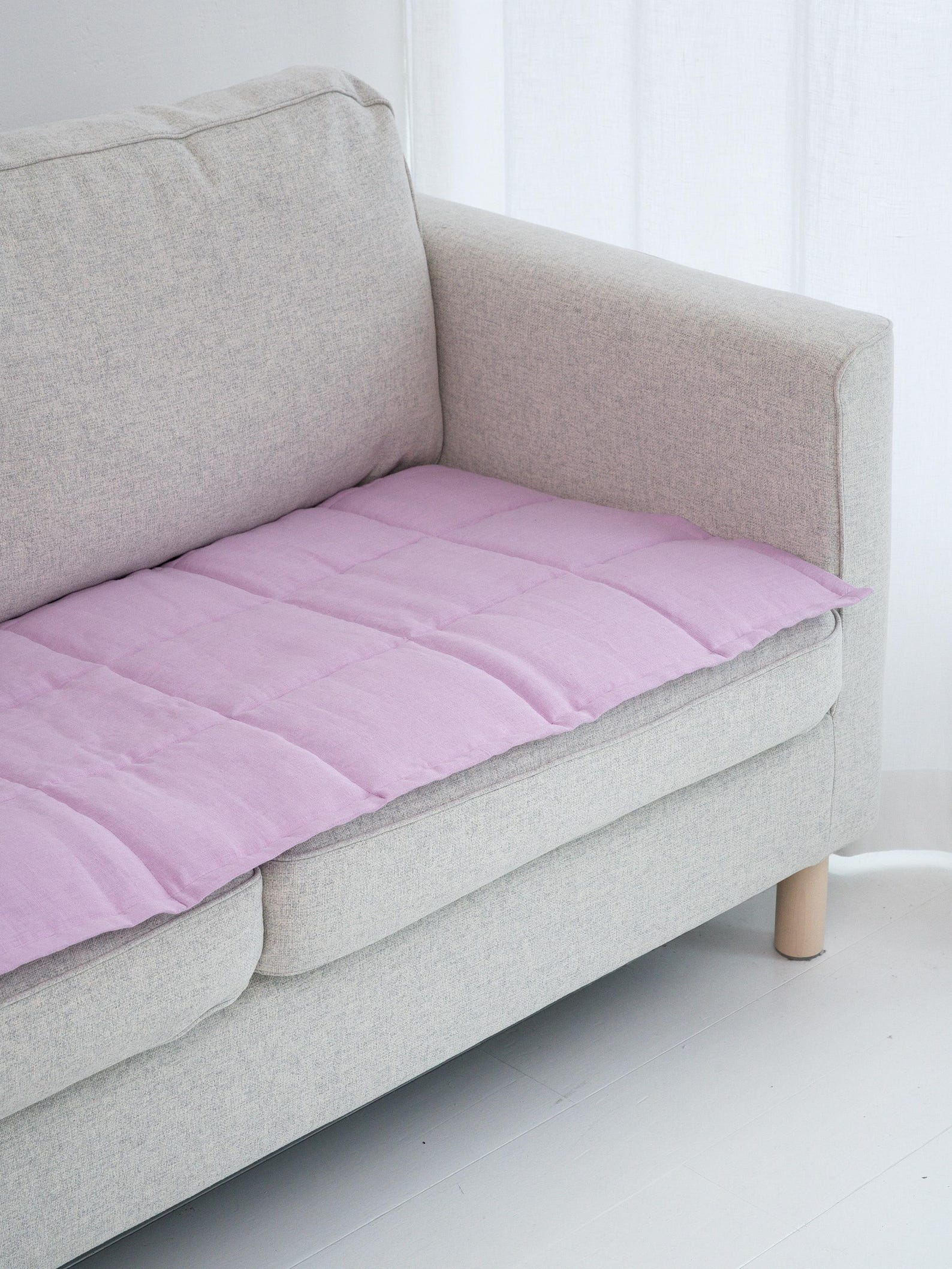 Quilted Sofa Seat Protector, Linen Couch Slipcover for Pets, Minimal ...