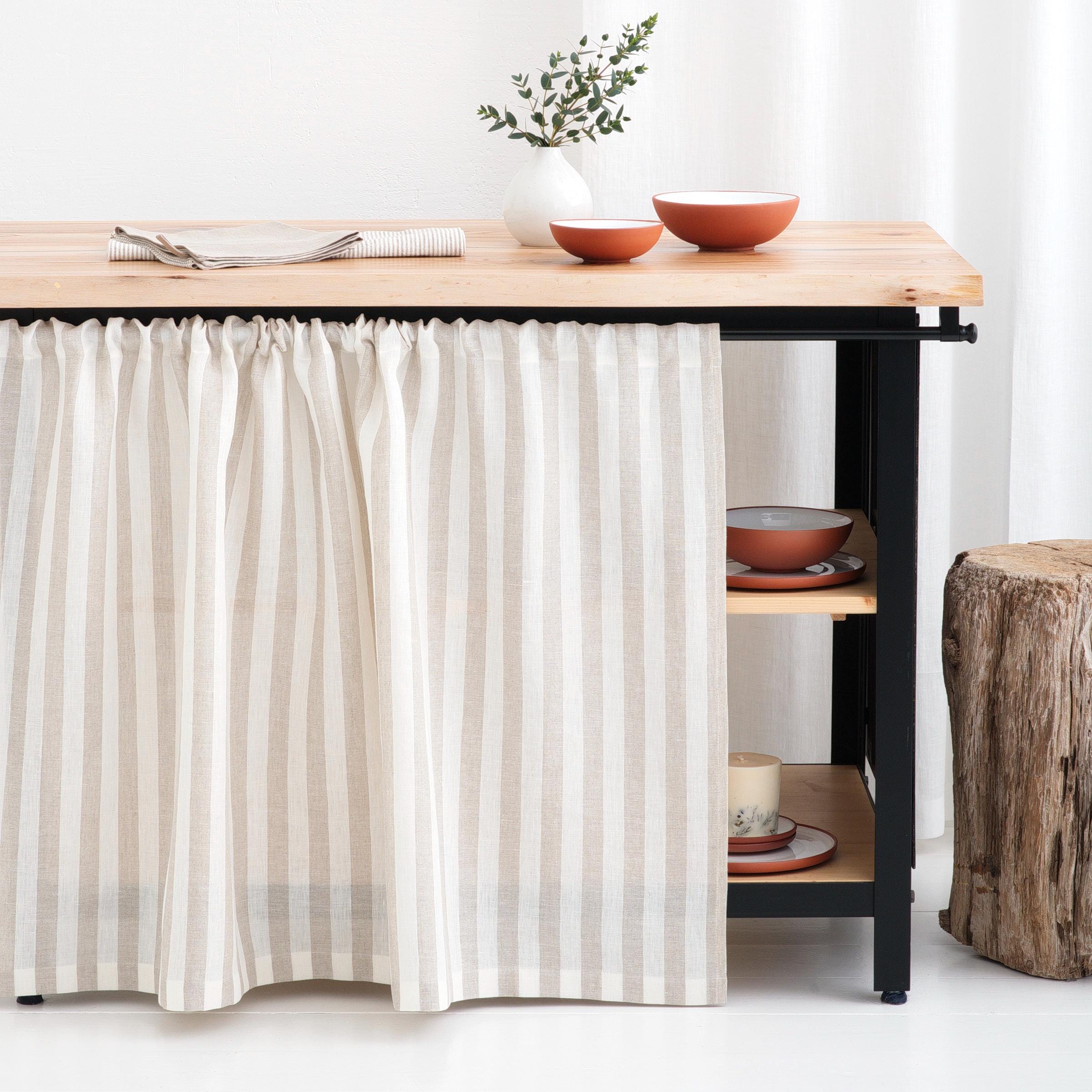 Linen Kitchen Curtains, Cafe Linen Drapery for Kitchen, Privacy Tier ...