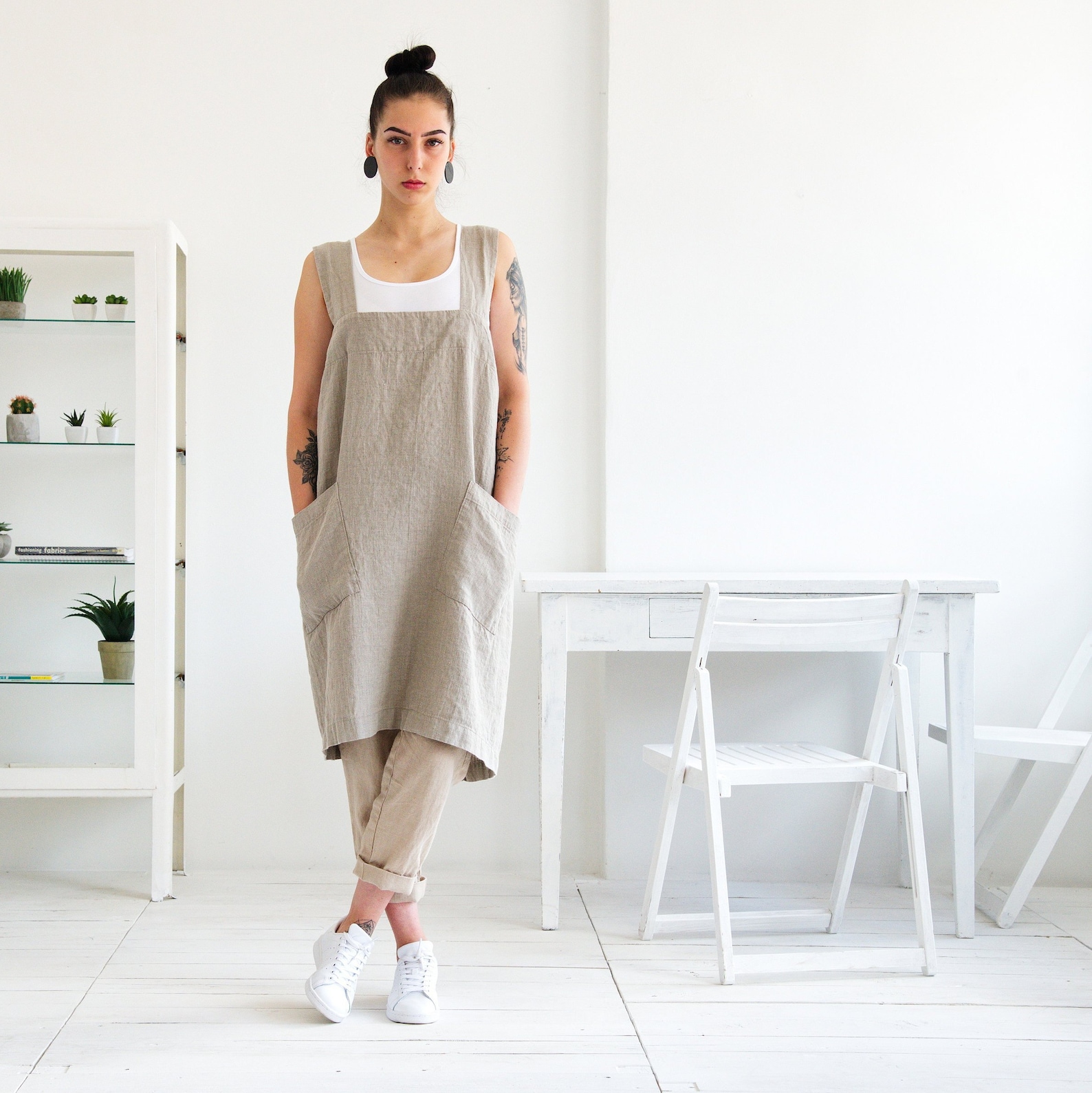 Linen Apron, Japanese Style Linen Apron, Cross Back Linen Apron - Etsy
