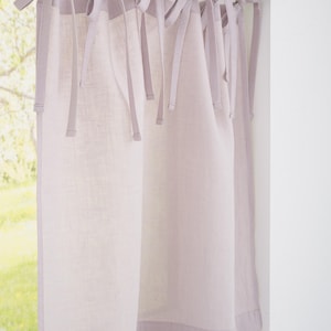 Semi Sheer Linen Curtains, Cafe Linen Curtains, Drapery for Kitchen ...