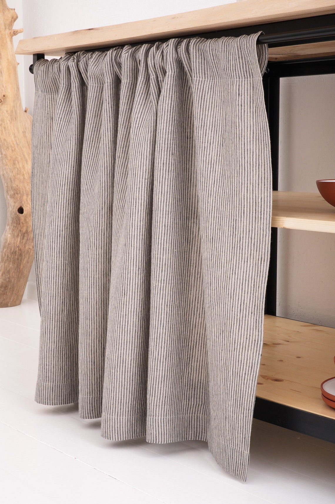 Linen Kitchen Curtains, Cafe Linen Drapery for Kitchen, Privacy Tier ...