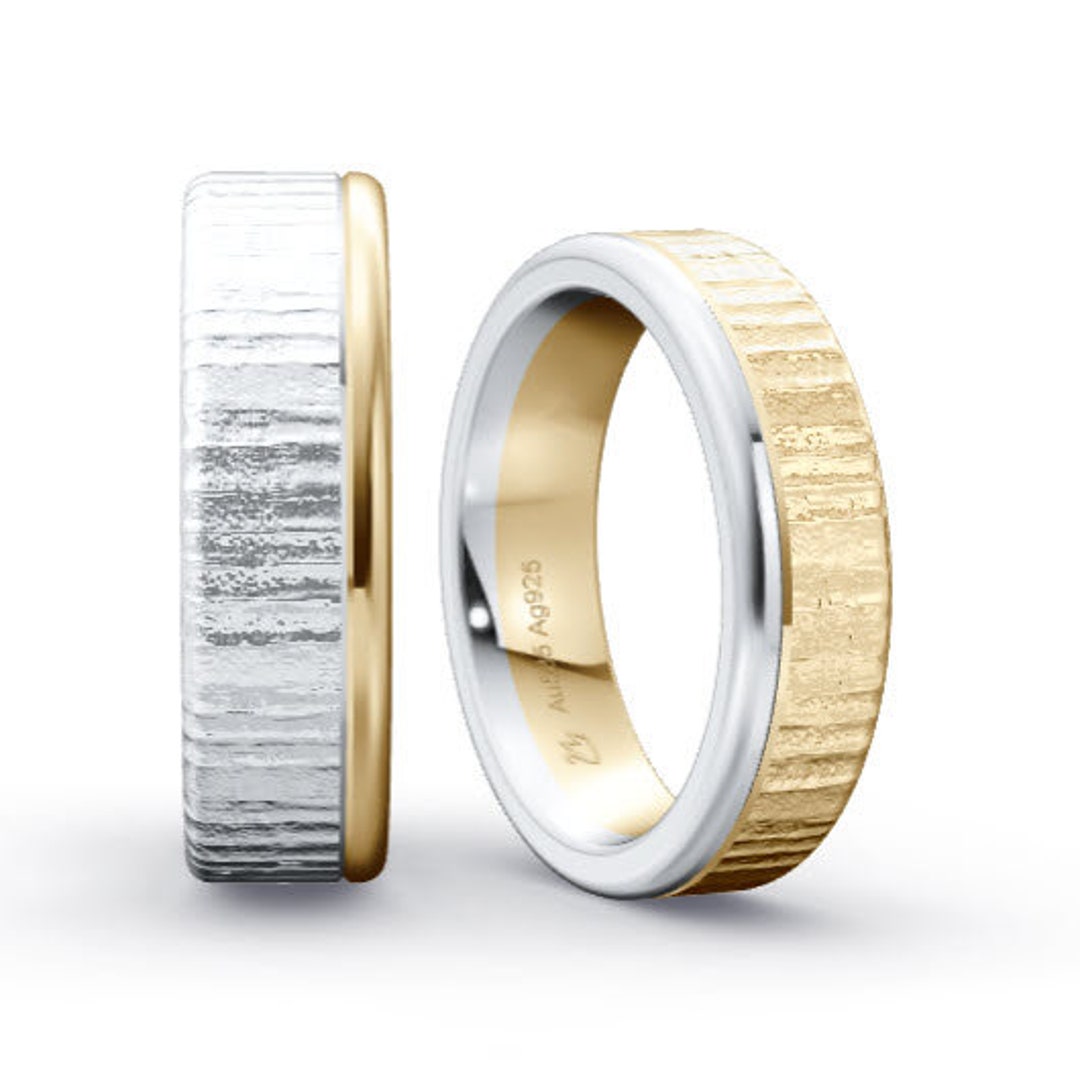 Partner Rings Gold 585 silver 925 With Relief Surface Individual ...