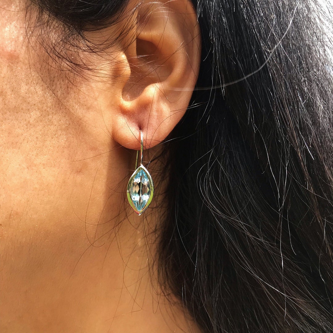 Lovely Women's Drop Earrings With Topaz Gemstone and Sterling Silver by ...
