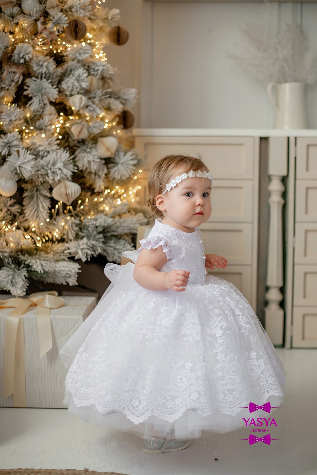 Baptism Dress for Baby Girl, White Christening Dress, 2t Baptism Dress ...
