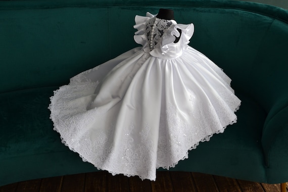 Holy Communion Dress 1st Communion White Satin Dress Baby - Etsy