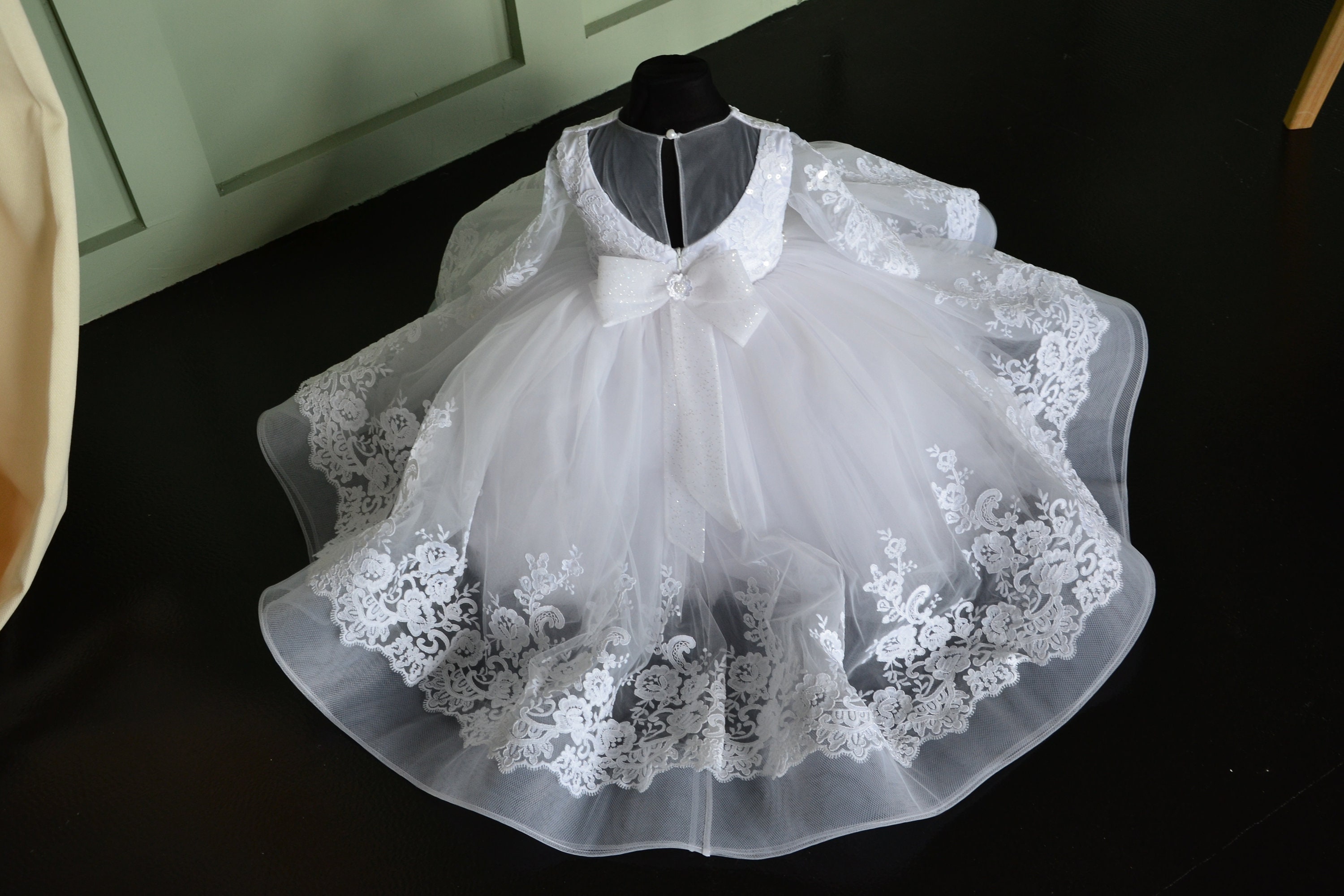 1st Communion Holy Communion Dress White Tulle Dress Baby - Etsy
