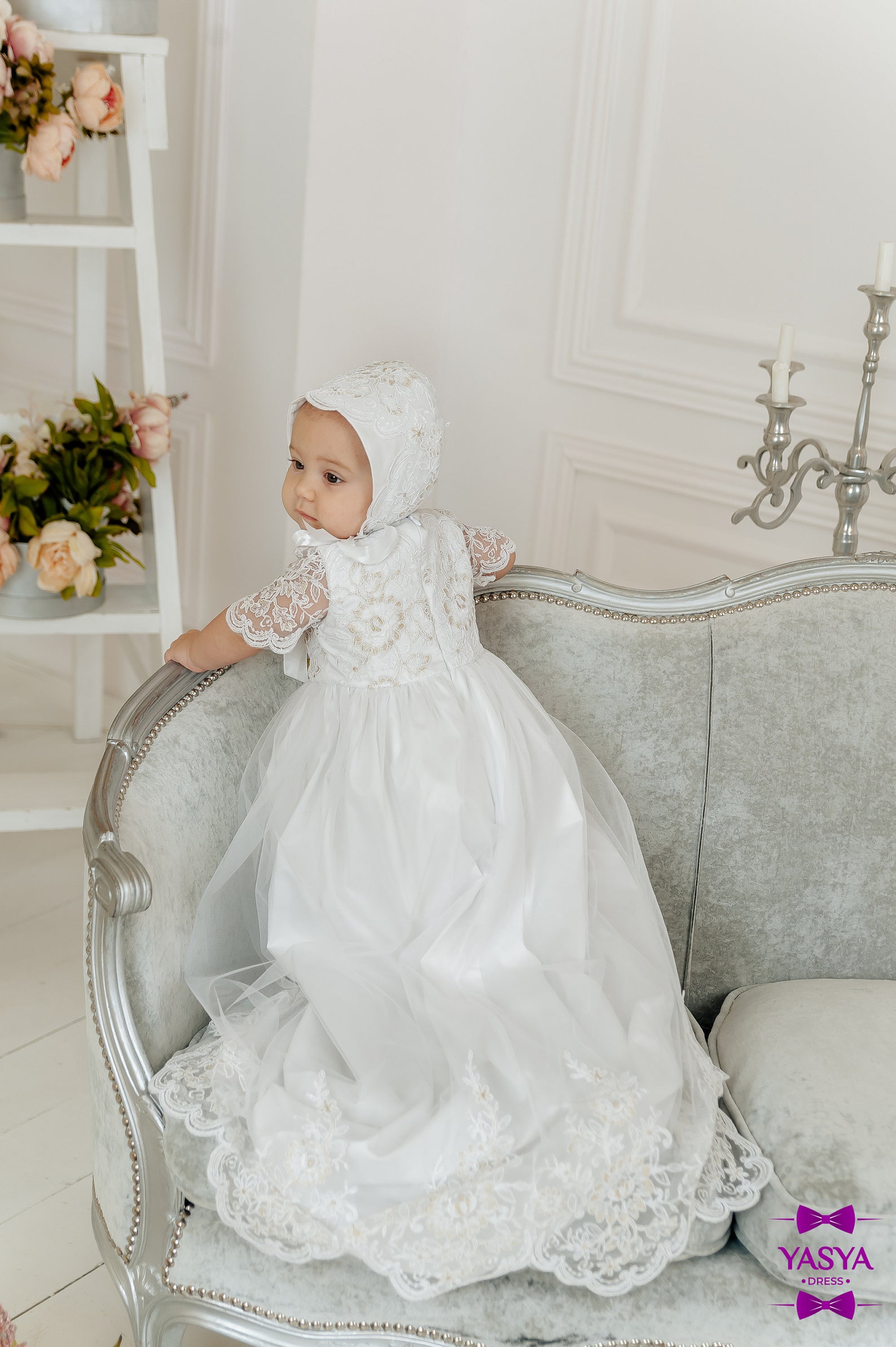 White Baptism Dress Baby Girl Christening Gown Baby Blessing - Etsy