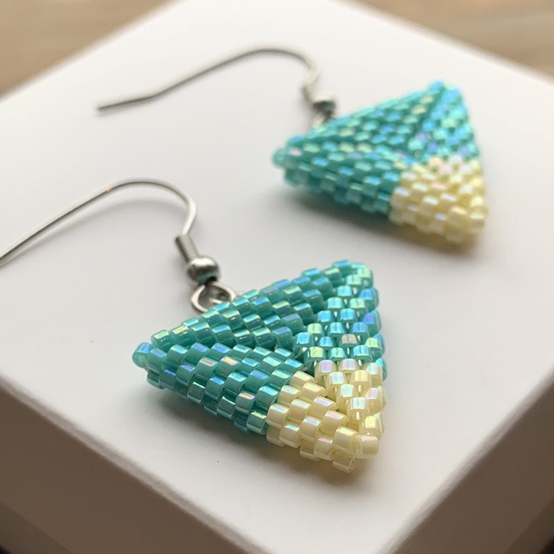 Beaded Triangle Earrings - Etsy