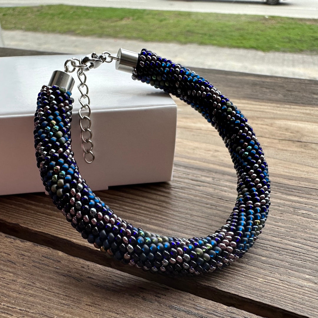 Navy Blue Bracelet, Animal Bracelet, Snake Bead Bracelet, Gothic ...