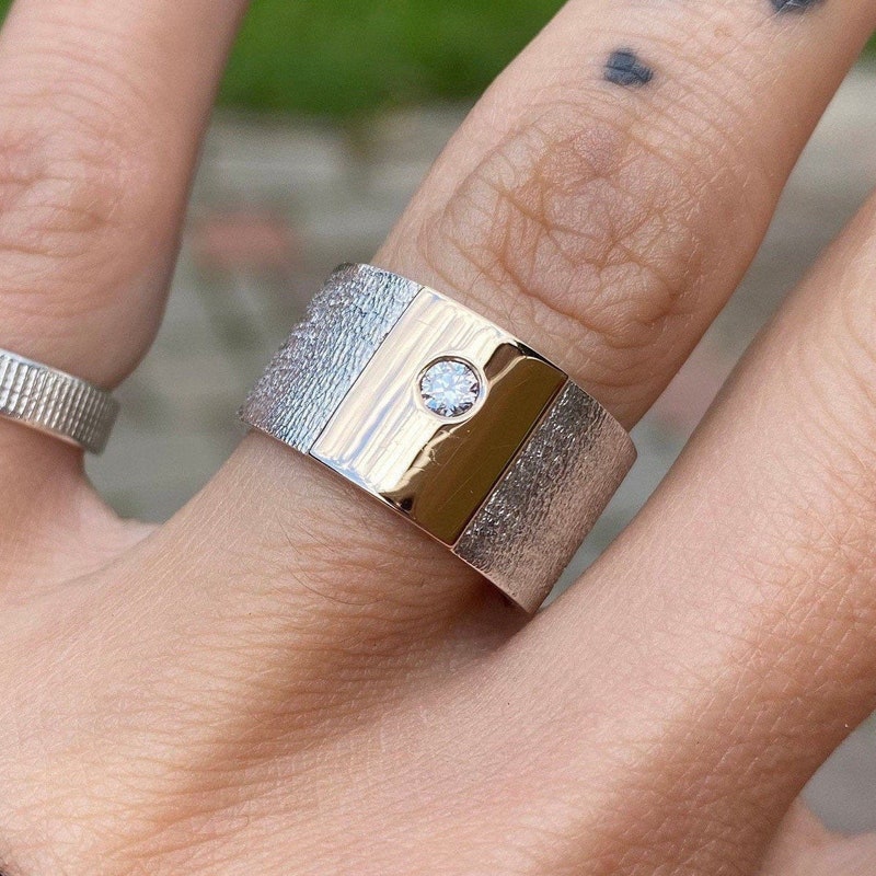 Wide Diamond Ring - Etsy