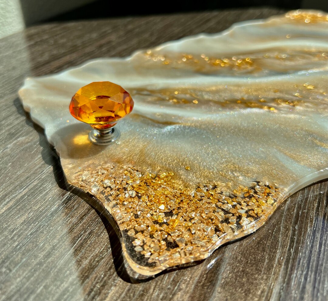 Orange/gold Epoxy Rectangle Tray With Handles - Etsy