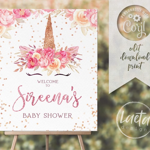 Unicorn Baby Shower Welcome Sign Personalized Shower Welcome - Etsy