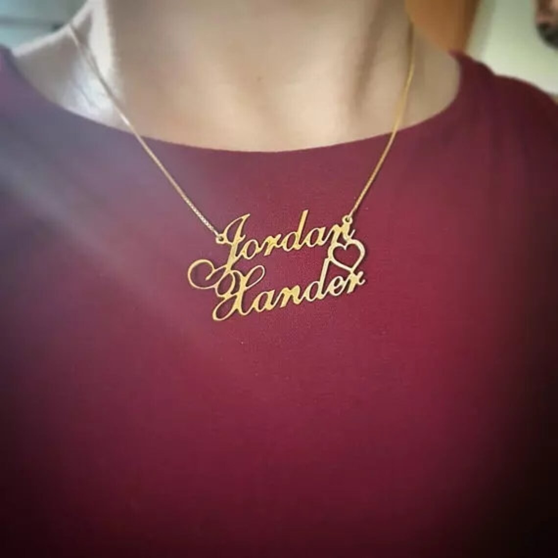 Double Name Necklace Customized Necklace Custom Double Name - Etsy