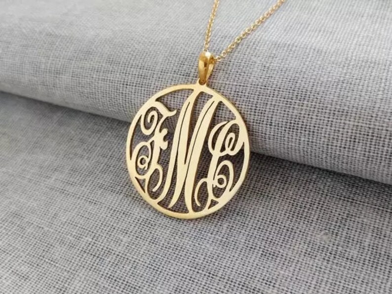 Monogram Name Necklace Custom Monogram Necklace Minimalist - Etsy