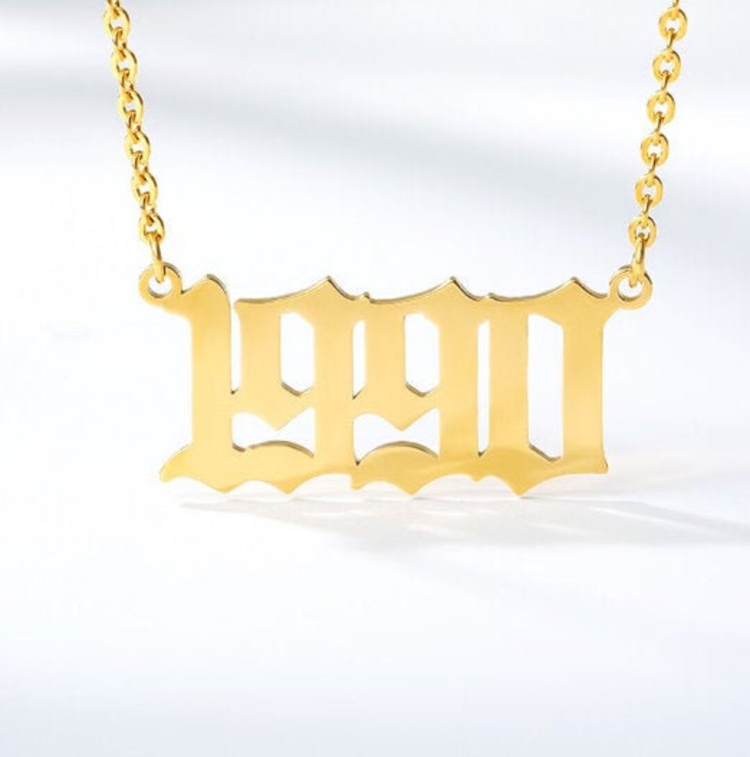 Year Necklace, Custom Number Necklace, Gothic Necklace, Customized ...