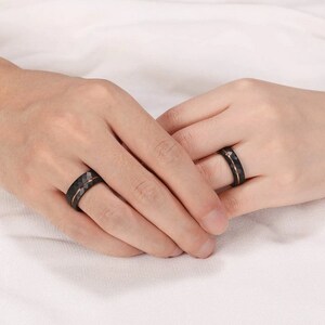 Custom Engrave Man Ring, Hammer Man Ring Black & Rose Gold Mens ...