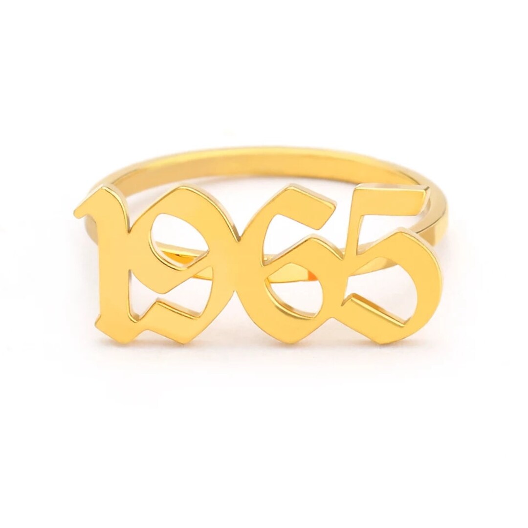 Old English Number Ring, Birth Year Ring, Custom Number Ring, Wedding ...