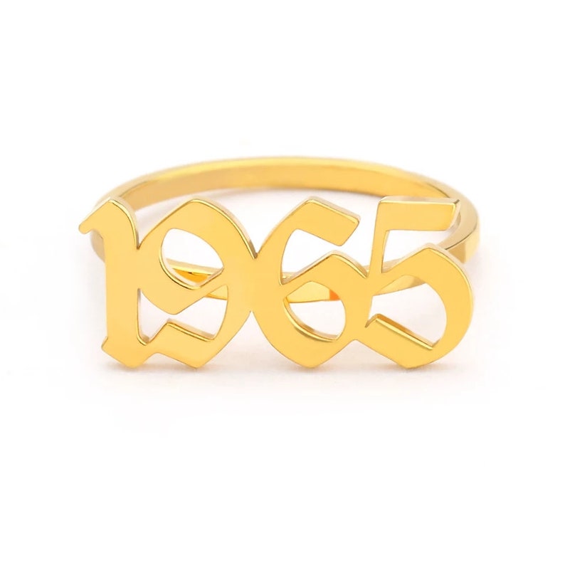 Old English Number Ring Birth Year Ring Custom Number Ring | Etsy