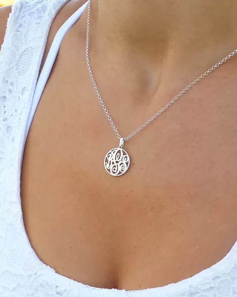 Monogram Name Necklace Custom Monogram Necklace Minimalist | Etsy