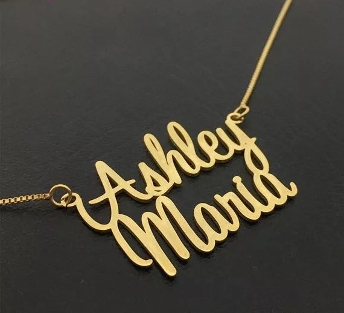 Double Name Necklace Customized Necklace Custom Double Name - Etsy