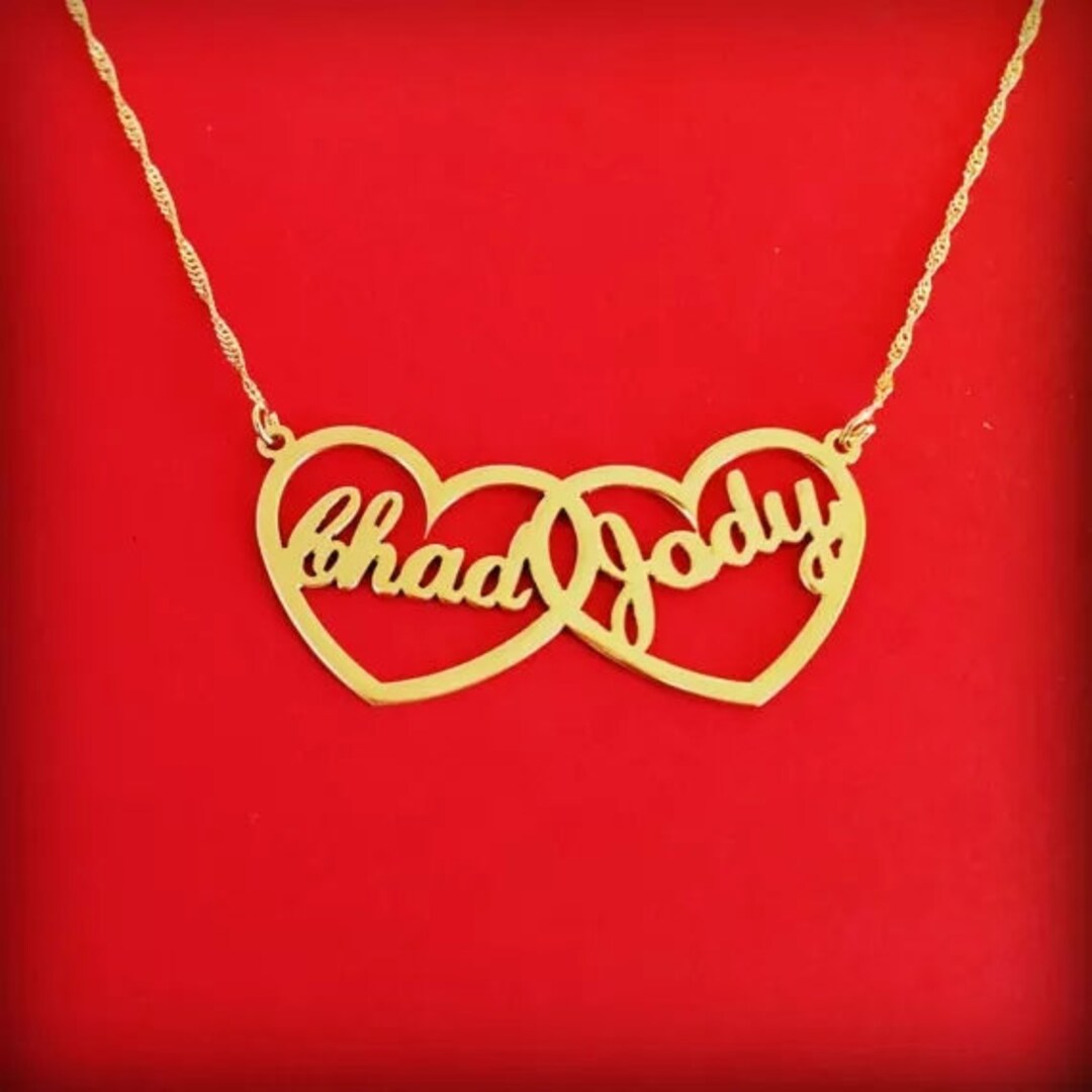 Personalized Double Name Necklace, Customized Necklace, Heart Name ...