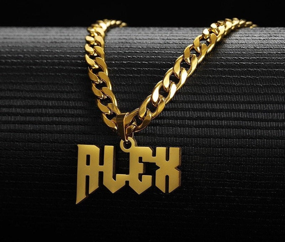 Custom Name Necklace Pendant Gold Color Personalized Stainless Steel ...