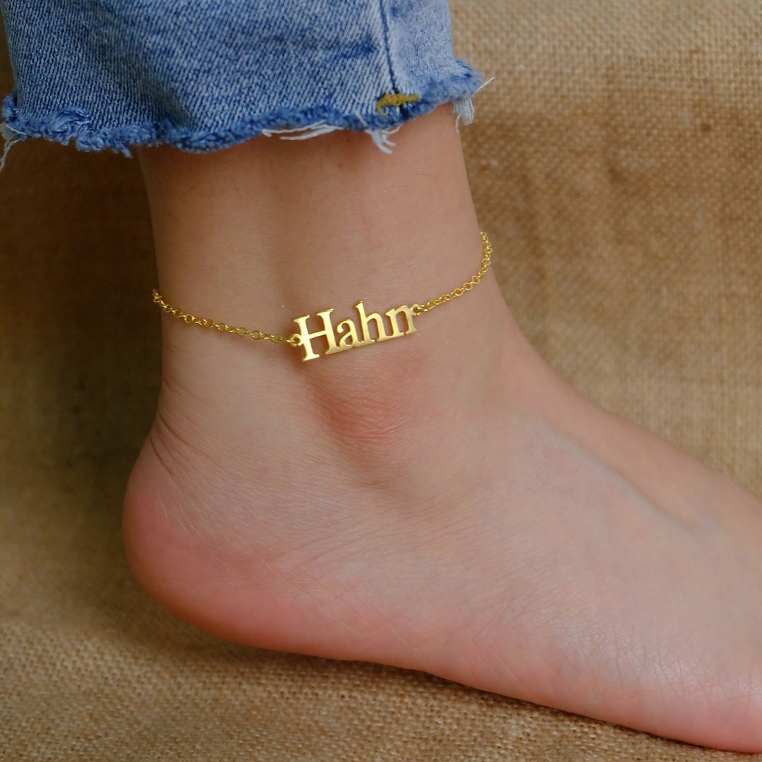 Custom Name Anklet, Name Anklet, Customized Gift, Minimalist Anklet ...