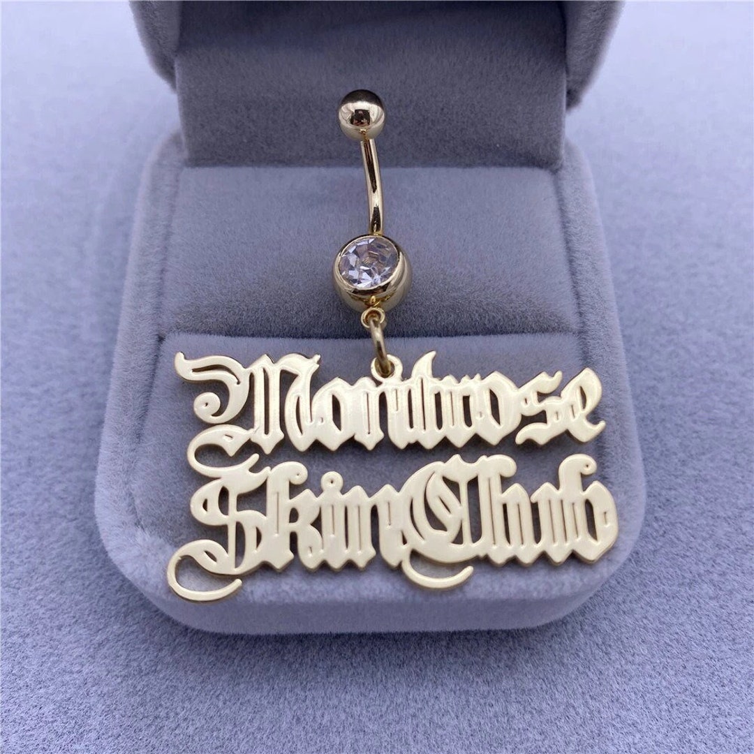 Custom Two Name Belly Ring, Zircon Belly Ring, Navel Ring, Belly Button ...