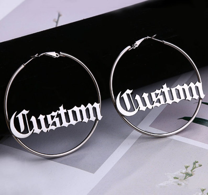 Custom Name Hoop Earrings Customized Earrings Name Hoop - Etsy